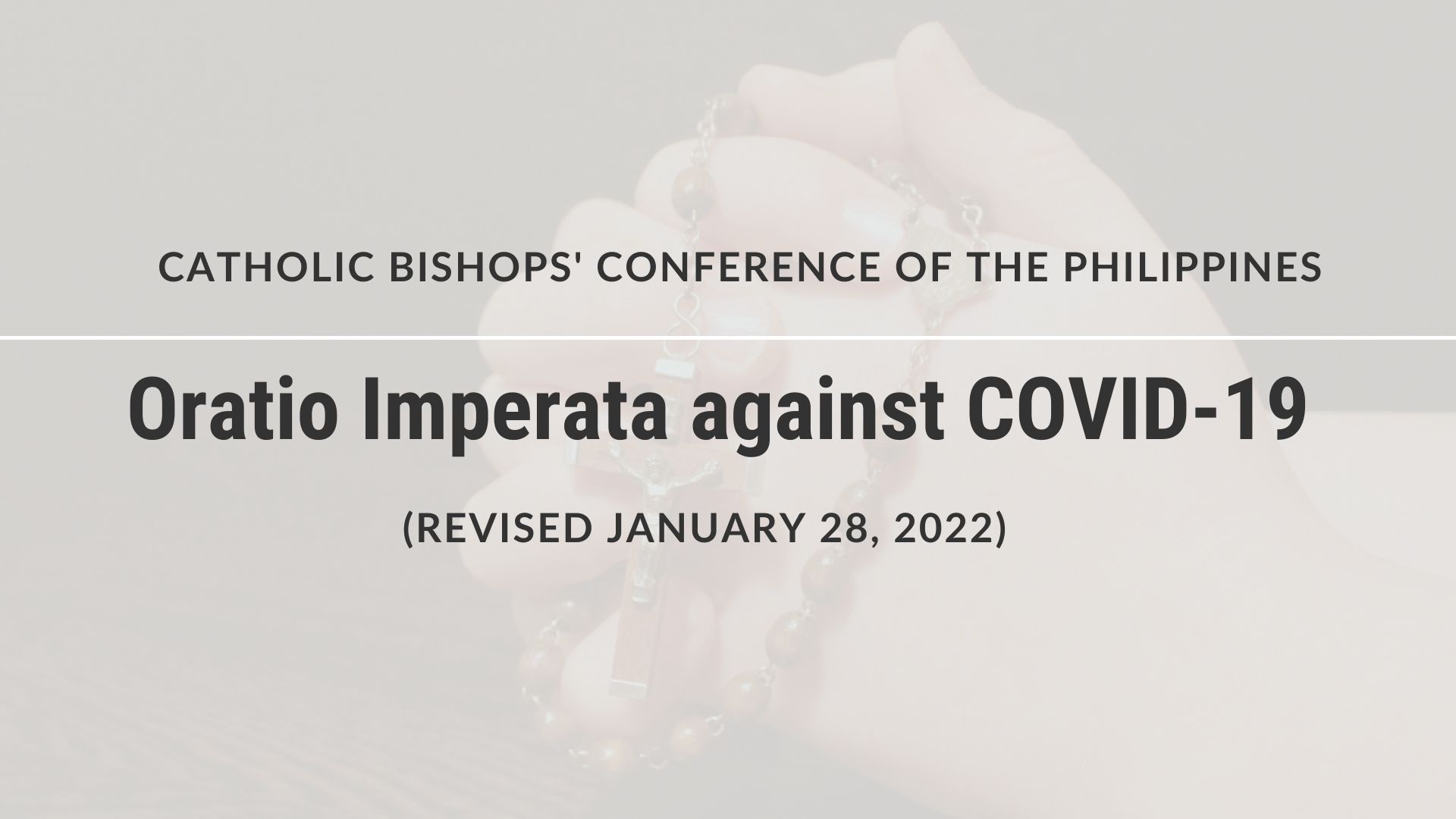 Oratio Imperata for protection against COVID-19 | CBCPNews